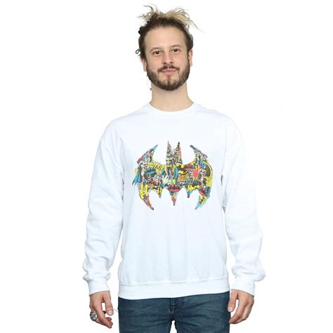 Dc Comics Mens Batman Batgirl Logo Collage Sweatshirt