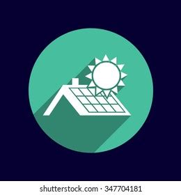 Solar Panels Roof Icon Vector Button Stock Vector Royalty Free