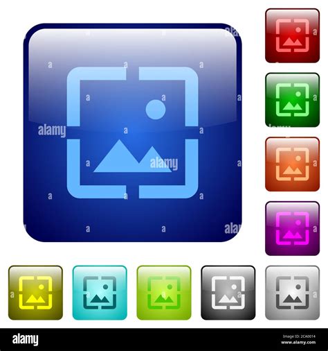 Wallpaper Image Icons In Rounded Square Color Glossy Button Set Stock