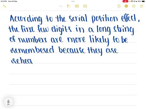 solved according to the serial position effect why are the first few
