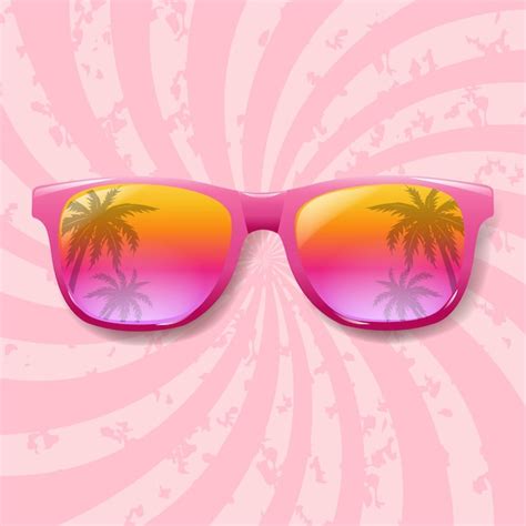 Premium Vector Summer Sunglasses With Palm Trees
