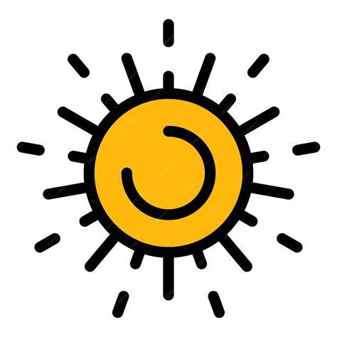 Icono De Sol Brillante Contorno De Sol Brillante Icono Vectorial De
