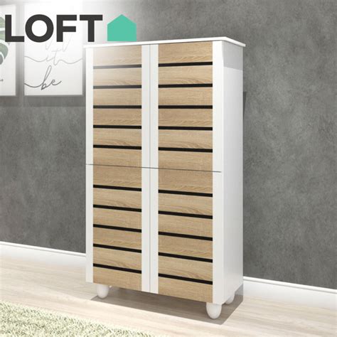 Loft Living Enya 4 Door Wooden Shoe Cabinet Rak Kasut Kayu Kabinet