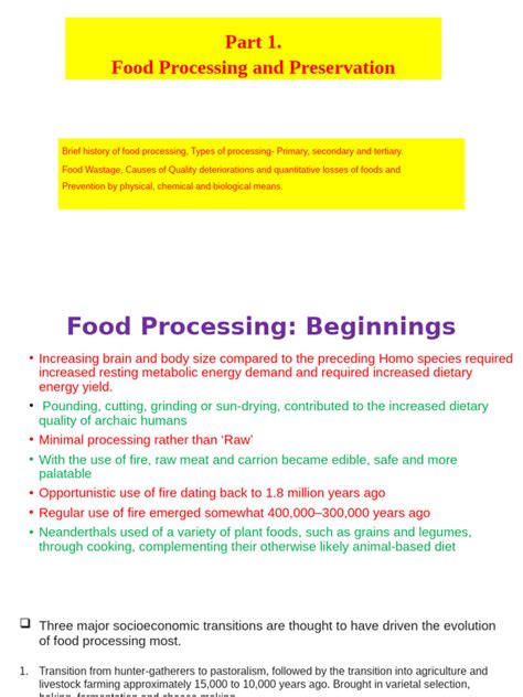 L1 Introduction Processingand Preservation Pdf Foods Food Processing