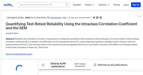 Quantifying Test Retest Reliability Using The Intraclass Correlation Coefficient And The Sem