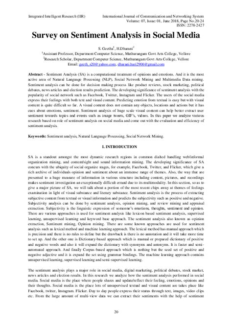 Pdf Survey On Sentiment Analysis In Social Media