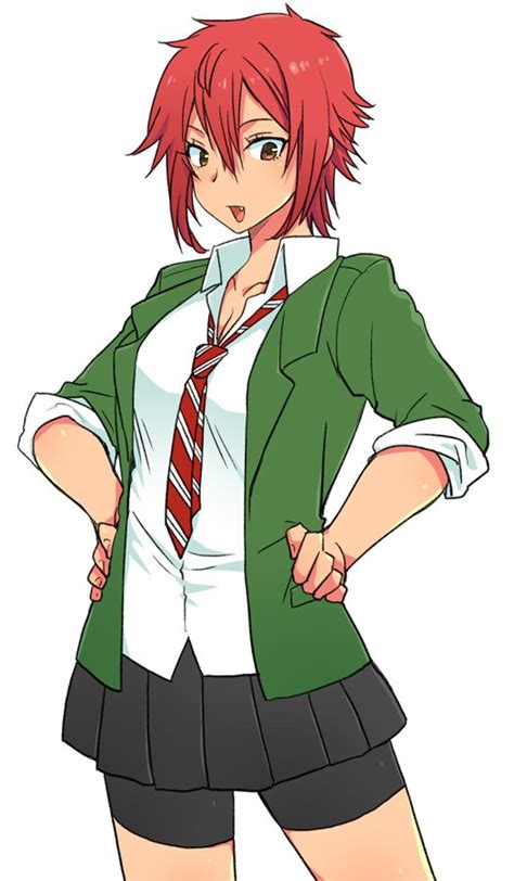 Safebooru 1girl Aizawa Tomo Bike Shorts Brown Eyes Eroe Fang Hands On