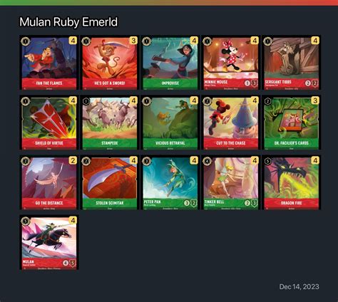 Mulan Ruby Emerld Lorcana Deck Lorcana Gg