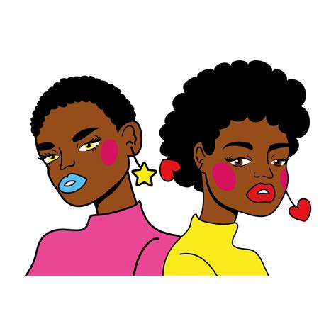 Afro Girls Couple Fashion Pop Art Style 2592046 Vector Art At Vecteezy