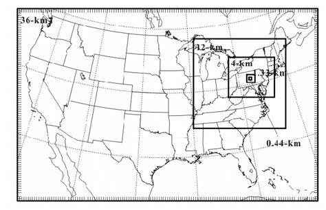 Nested Grid Configuration For Model Runs Of The Wrf Arw Model For