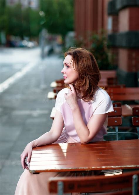 Beautiful Successful Middle Aged Woman Posing On The Street Photo Shoot