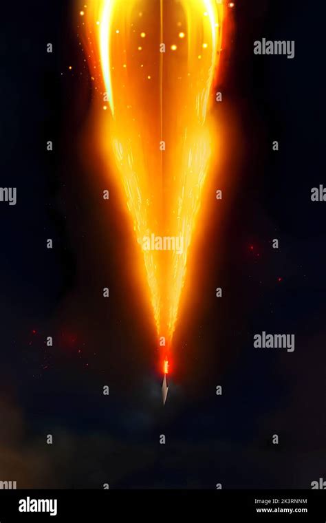 An Alien Starship Or A Rocket In Space Exploding And Falling Down