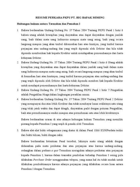 Resume Perkara Pkpu Bapak Miming Pdf