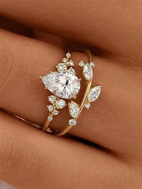 Luxury Elegant Leaf Shape Engagement Ring Unique Rings Jewelry For Ring