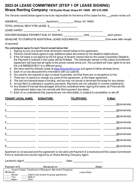 Fillable Online Commitment To Sign Lease And Fax Email Print