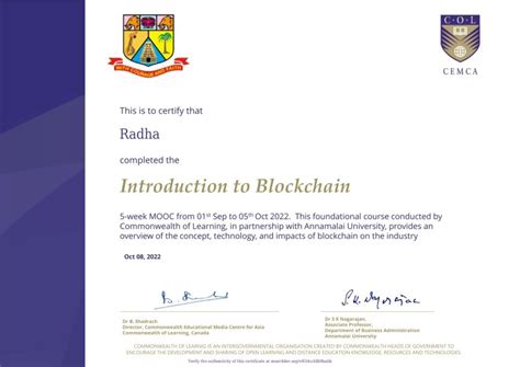 Radha Sivakumar On Linkedin Blockchain Cemca Courses