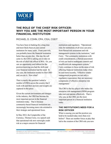 Role Of A Chief Risk Officer