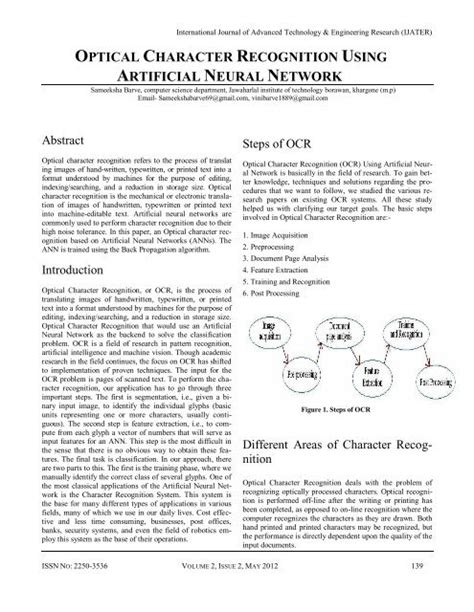Optical Character Recognition Using Artificial Neural Network Ijater