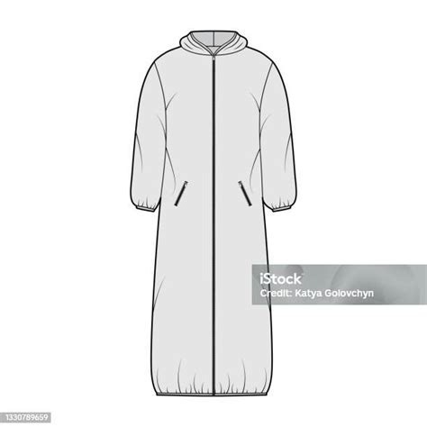 후드 패딩 쉘 코트 재킷 퍼퍼 테크니컬 패션 일러스트와 긴 소매 맥시 길이 집업 클로저 거위 새에 대한 스톡 벡터 아트 및 기타 이미지 거위 새 겨울 남성복 Istock