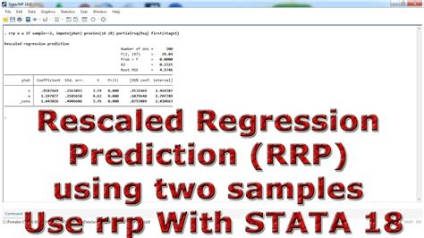 Rescaled Regression Prediction Rrp Using Two Samples Use Rrp With Stata 18 Youtube