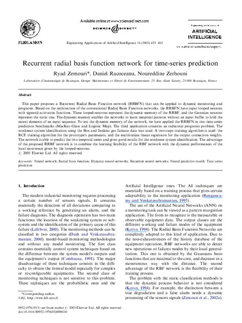 Pdf Recurrent Radial Basis Function Network For Time Series Prediction