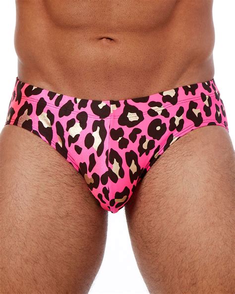 Mens Swim Brief Pink Leopard Shokrala