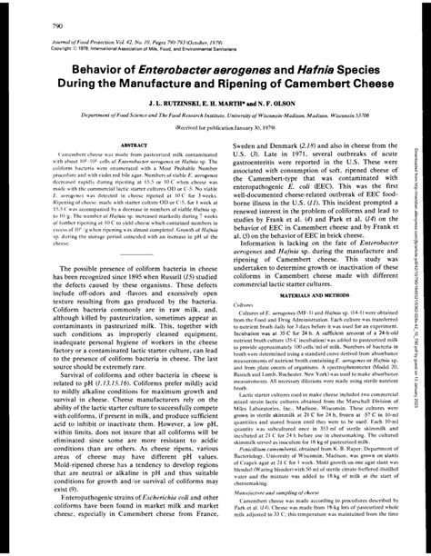 Pdf Behavior Of Enterobacter Aerogenes And Hafnia Species During The