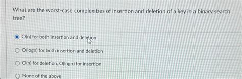 Solved What Are The Worst Case Complexities Of Insertion And
