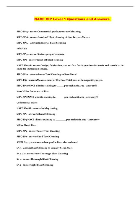 NACE CIP Level 1 Questions And Answers Nace Cip Level 1 Sample Quizzes