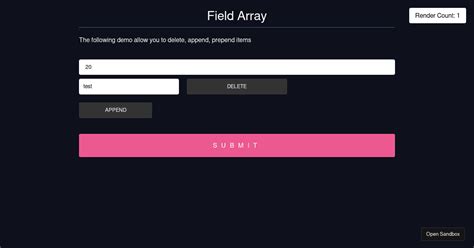React Hook Form Usefieldarray Forked Codesandbox