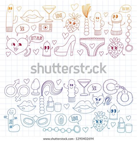 Funny Icons Sex Shop Cute Cartoon Stock Vector Royalty Free