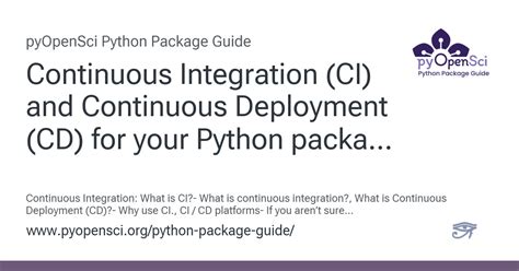 Continuous Integration Ci And Continuous Deployment Cd For Your Python Package — Python