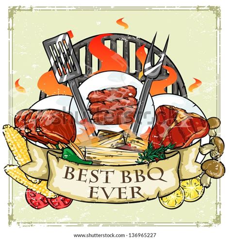 Bbq Grill Logo Design Barbecue Collection Vector Illustration With