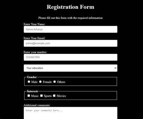 Ashna Acharya On Linkedin Simple Registration Form That I Have Created Using Html And Css Demo