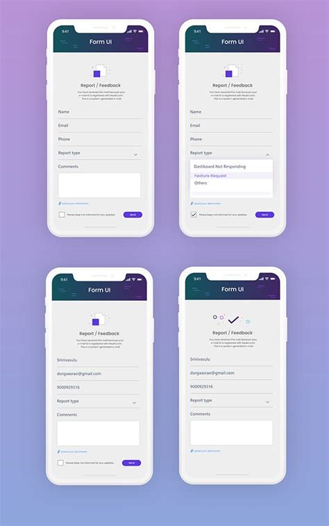 Form Ui Mobile Screen For Smartphone Settings