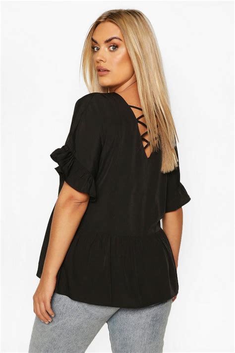 Plus Criss Cross Back Smock Top Boohoo Nz