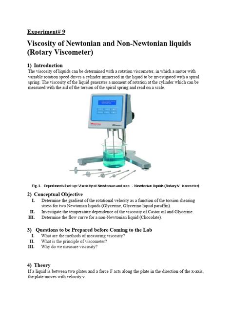 Experiment 9 Viscosity Of Newtonian And Non Newtonian Liquids Pdf