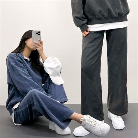 [빅사이즈]m~4xl 베이직 오버핏 탄탄 피그먼트 밴딩 워싱 와이드 팬츠 Kc747