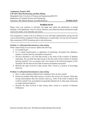 Problem Set 02 CSE4251 Getting To Know Your Data Assignment Summer 2022 CSE 4251 Data Studocu