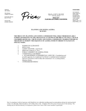 Fillable Online Fillable Online PLANNING AND ZONING AGENDA 02 25 2019