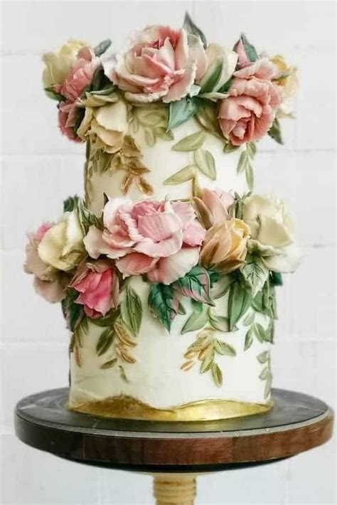 17 Buttercream Painted Wedding Cakes Made With Palette Knife Artistry