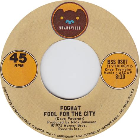 Foghat Fool For The City Take It Or Leave It Bearsville Usa
