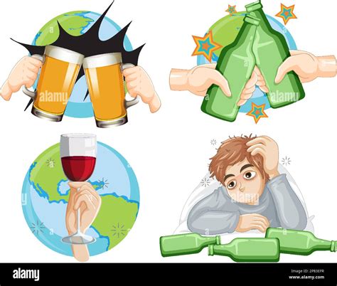 Unhealthy People With Alcoholic Drinks Illustration Stock Vector Image