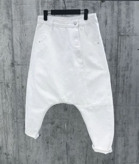 여성용 드롭 가랑이 청바지 비대칭 하렘 페이드 경량 데님 바지 개성 있는 단색 바지 핫 세일 Aliexpress
