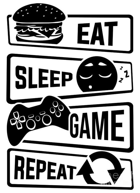 Eat Sleep Game Repeat Video Game Console Gaming Digital Art By Mister Tee
