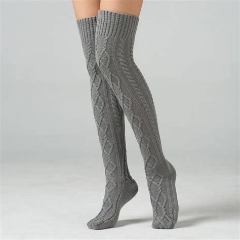 Autumn Winter Knitted Women Sexy Stockings Knitting Wool Diamond Shape
