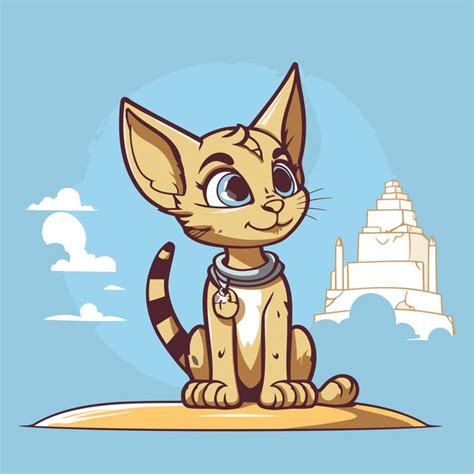 Premium Vector Cute Cartoon Cat Sitting On The Beach Vector