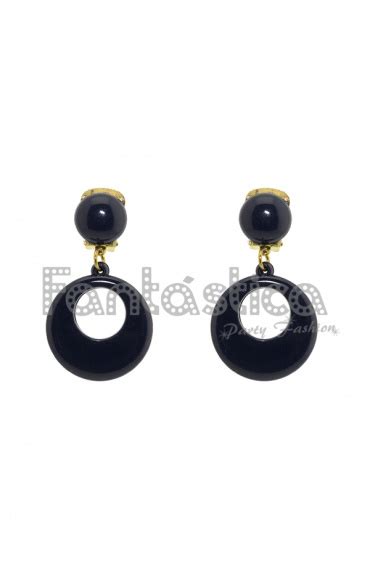 Black Small Flamenco Hooped Earrings Omega Clasp
