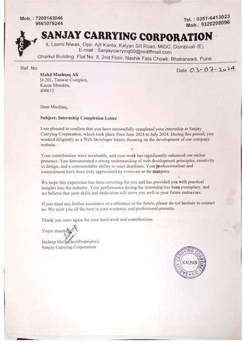Mushtaq Ali On Linkedin Internship Webdevelopment
