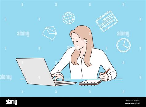 Multitasking Time Management And Productivity Concept Happy Young